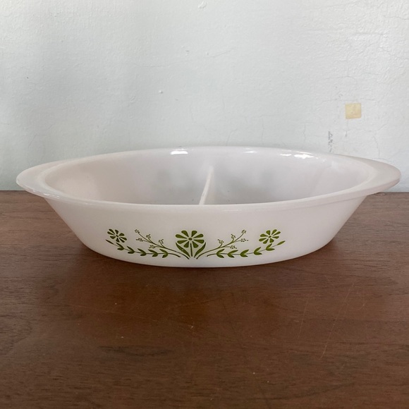 Glasbake | Kitchen | Vintage Glasbake Divided Baking Dish White Glass ...